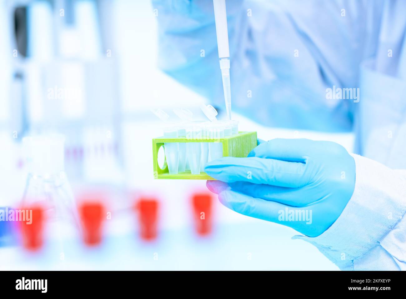 filling micro tubes with biological samples For DNA analysis Stock ...