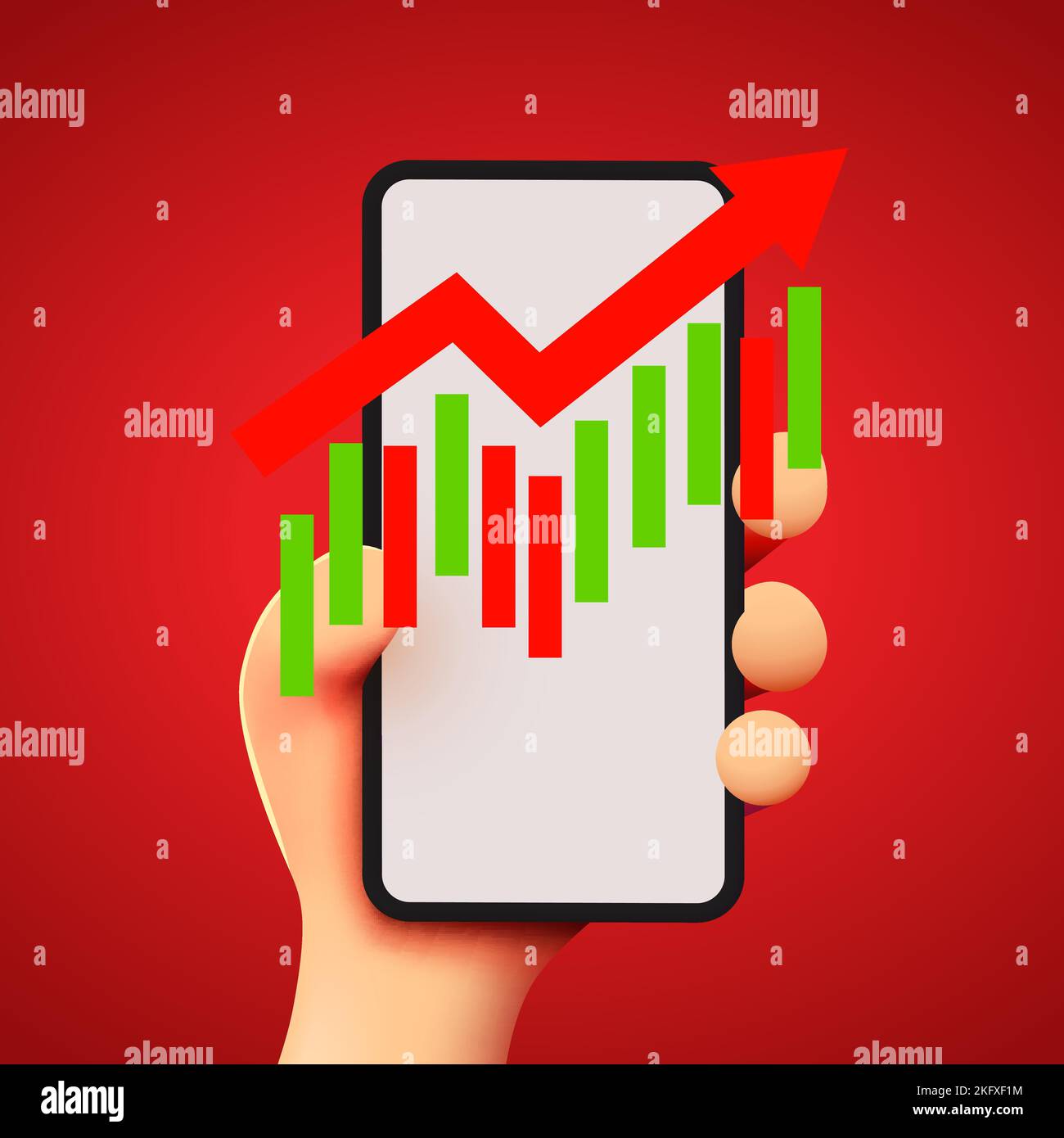 Mobile technology concept. Market trend graphs analysis on smartphone ...