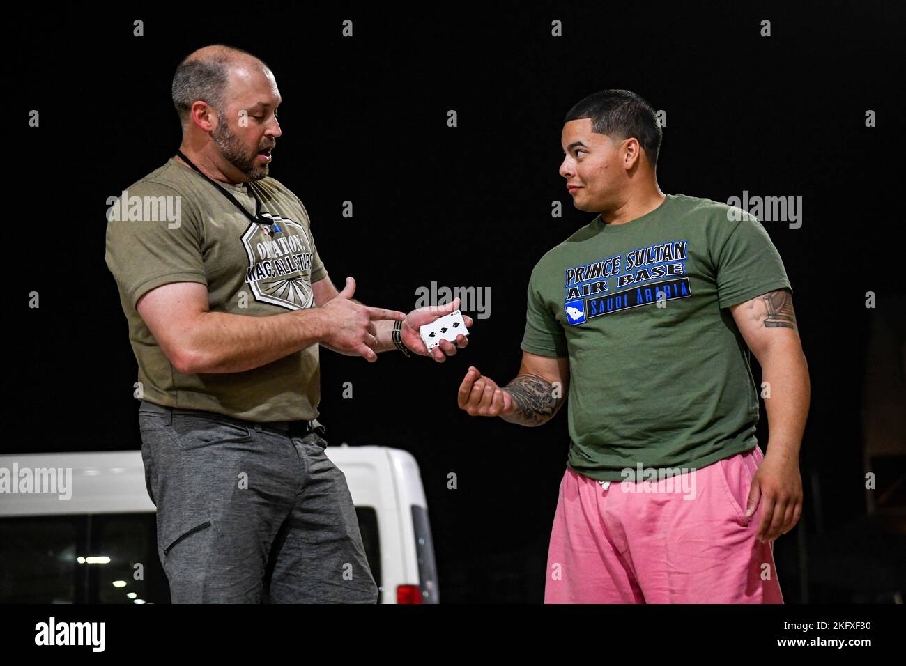 Jason Michaels, a magician with Operation Magic All Stars, performs a ...