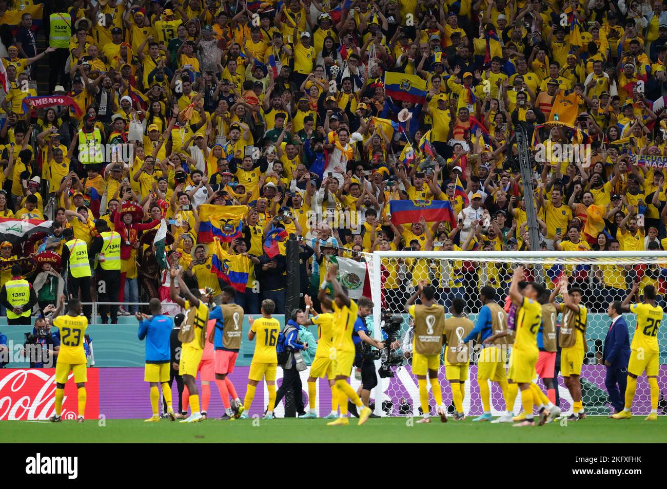 Ecuador fans applaud the players after the final whistle following the ...