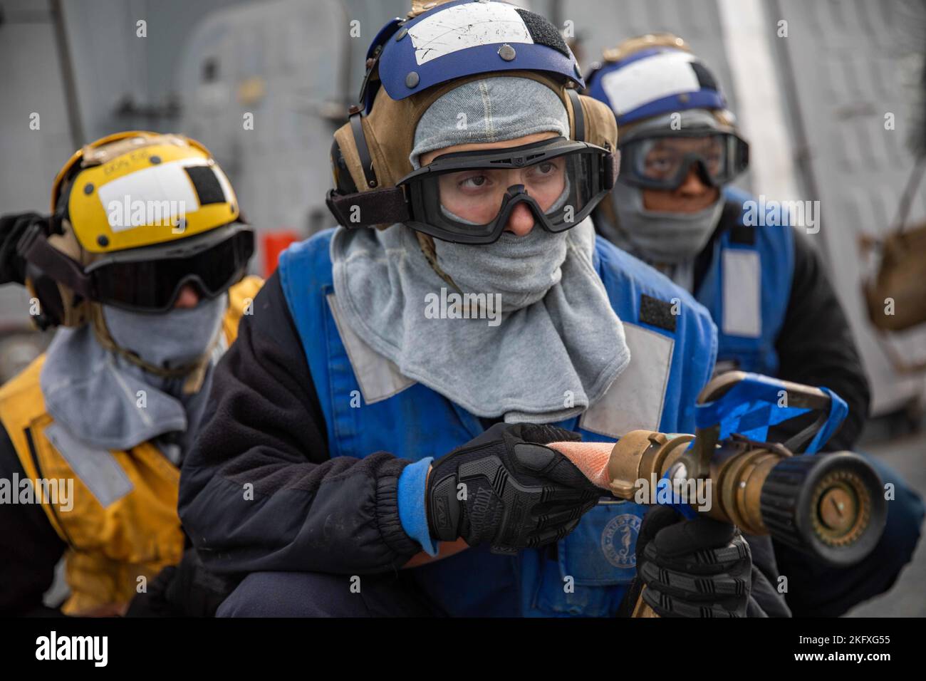 Flight deck firefighting drill hi-res stock photography and images - Alamy