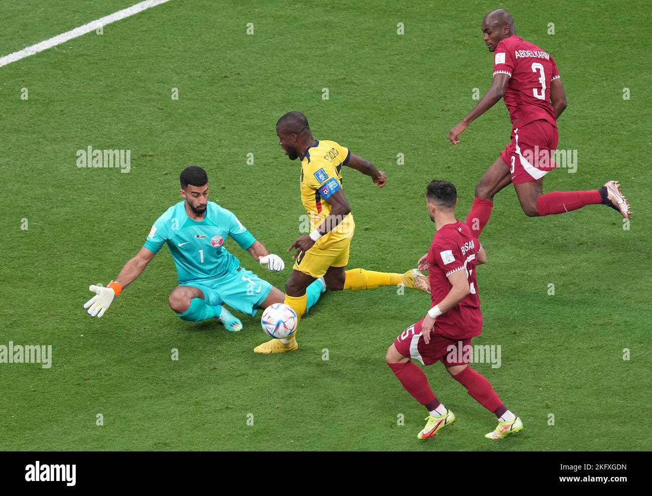 Al Khor, Qatar. 20th Nov, 2022. Enner Valencia (2nd L) of Ecuador ...