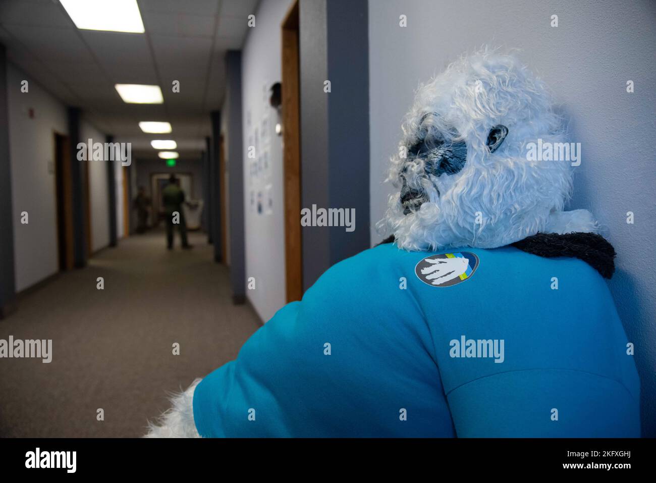 The “Yeti”, 354th Range Squadron (RANS) mascot, sits in a hallway at ...