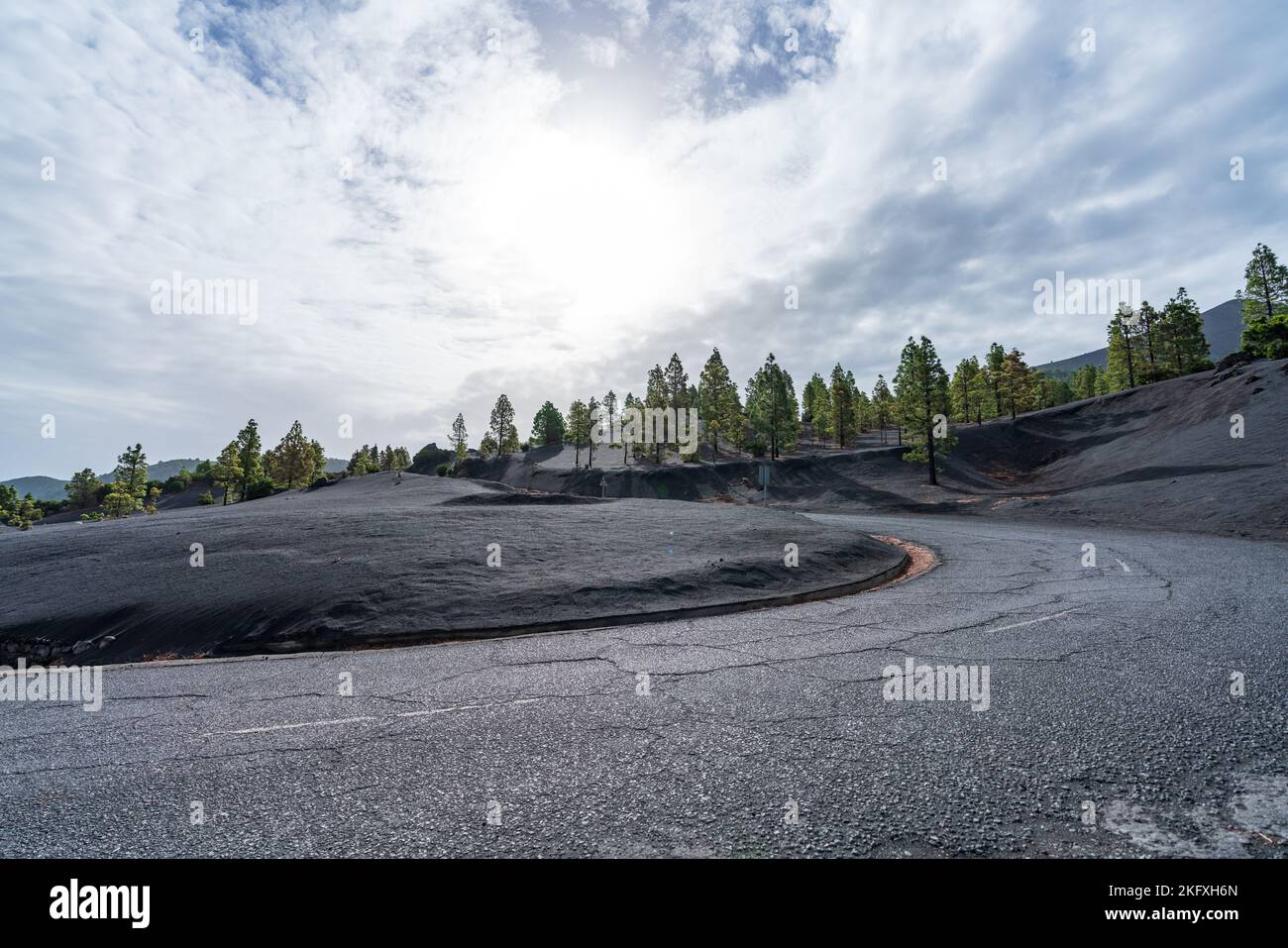 Ash over the road edge and u-shape curve Stock Photo - Alamy