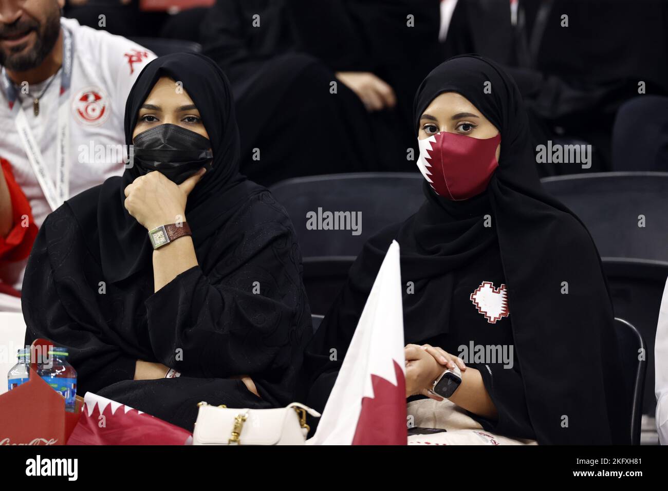 AL KHOR - Female Qatari supporters during the FIFA World Cup Qatar 2022 ...