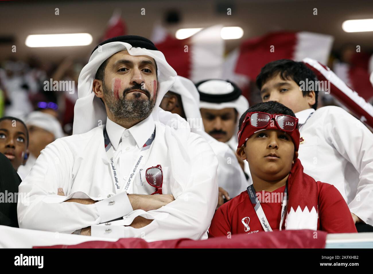 AL KHOR - Qatari supporters during the FIFA World Cup Qatar 2022 group ...