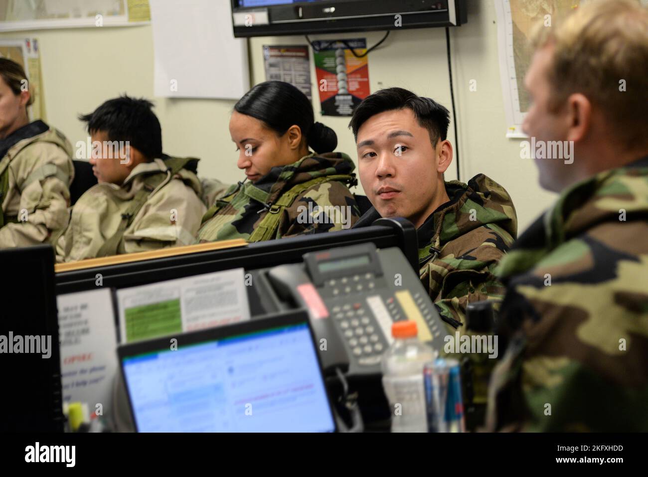 U.S. Air Force Airmen of the 177th Fighter Wing gather October 13, 2022 ...