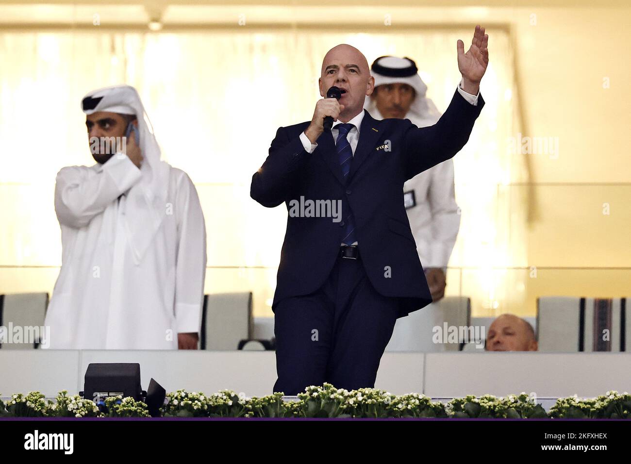 AL KHOR - FIFA President Gianni Infantino during the FIFA World Cup Qatar 2022 group A match ...