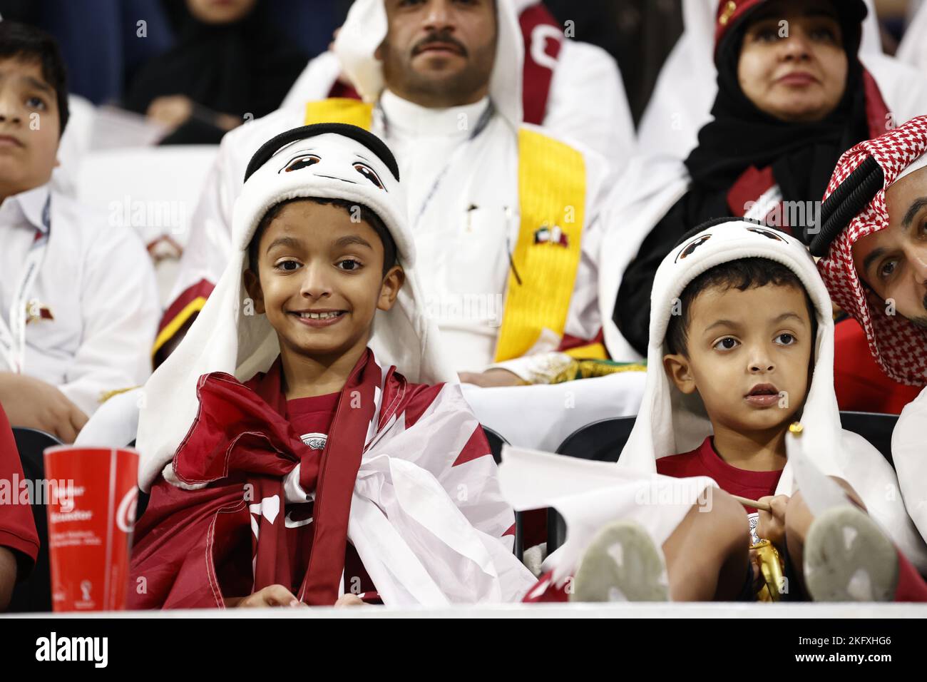 AL KHOR - Qatari supporters during the FIFA World Cup Qatar 2022 group ...