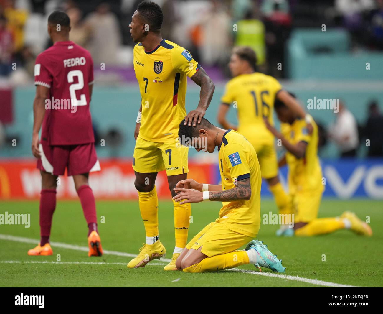 Ecuador players celebrating the victory during the Qatar 2022 World Cup ...