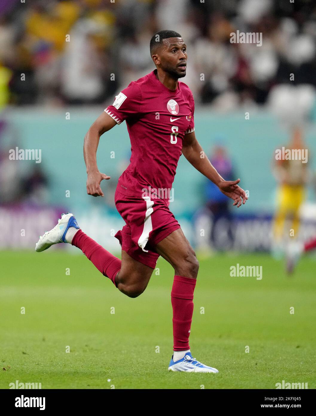 Qatar's Abdulaziz Hatem during the FIFA World Cup Group A match at the ...