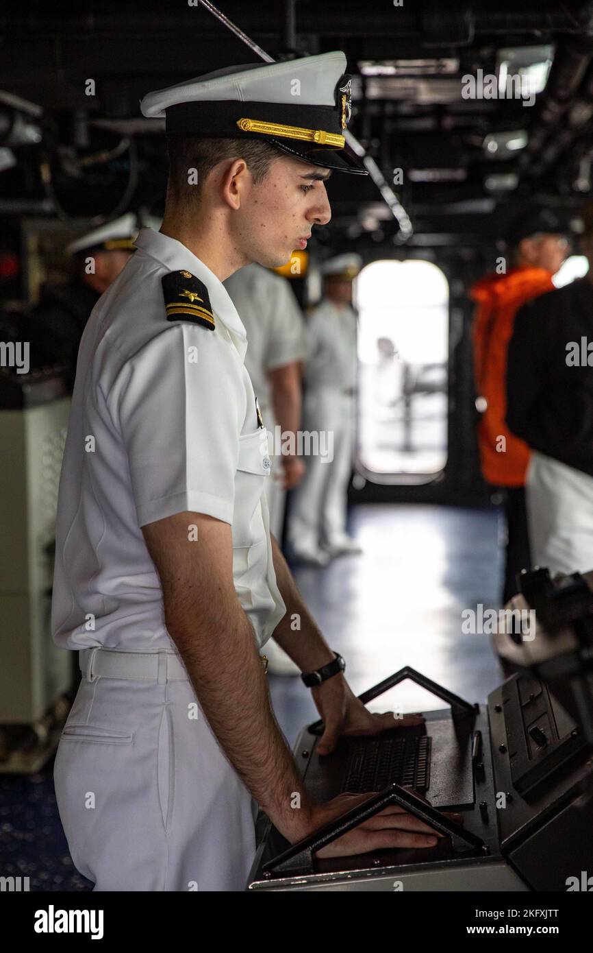 U.S. Navy Lt. j.g. Jack Myers, the navigation officer assigned to the ...