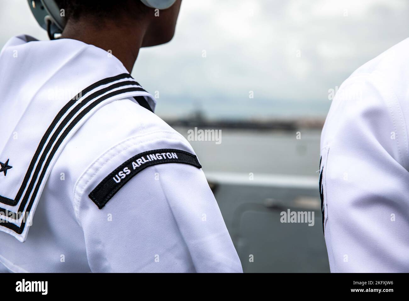 U.S. Navy Sailors assigned to the San Antonio-class amphibious ...