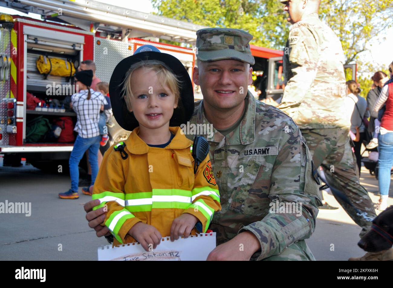Maj. George Yancey and his three-year-old son Nico, dressed like a ...