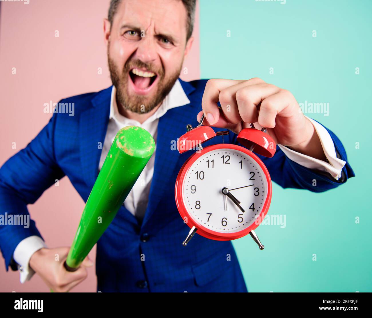 Man Suit Hold Clock In Hand And Arguing For Being Late Business