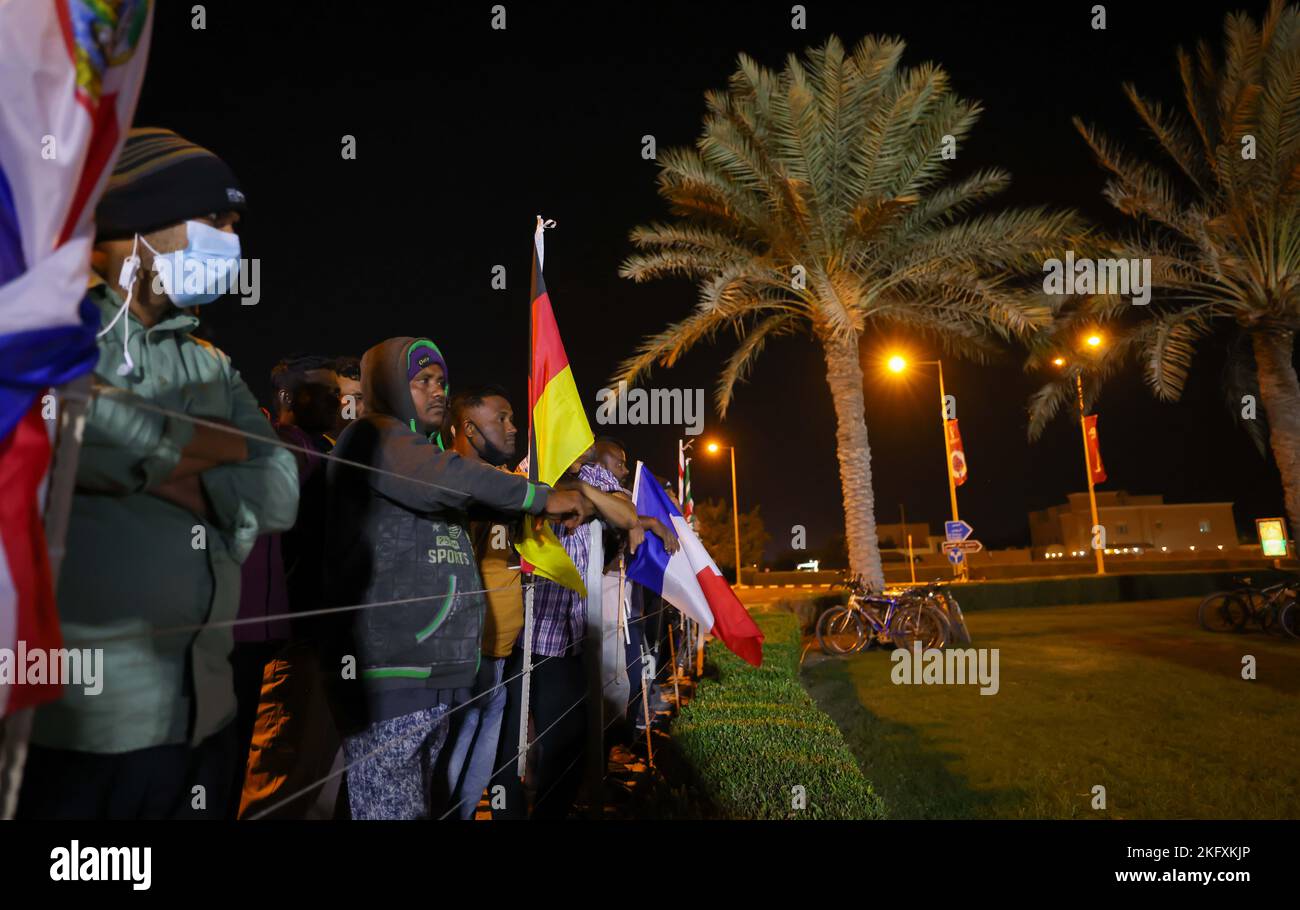 Al Ruwais, Qatar. 20th Nov, 2022. Large numbers of people watch the ...