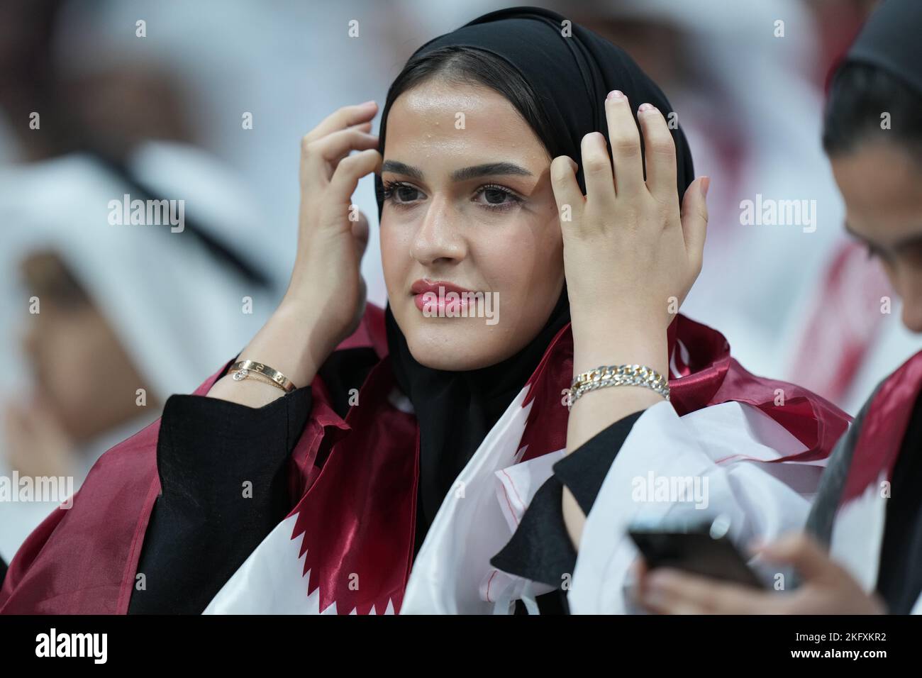 Qatar fans during the Qatar 2022 World Cup match, group A, date 1 ...