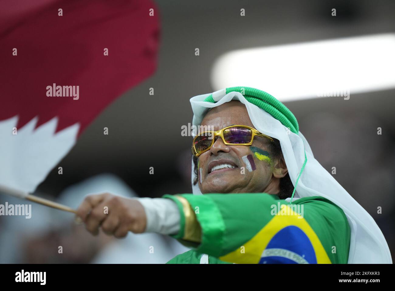 Qatar fans during the Qatar 2022 World Cup match, group A, date 1 ...