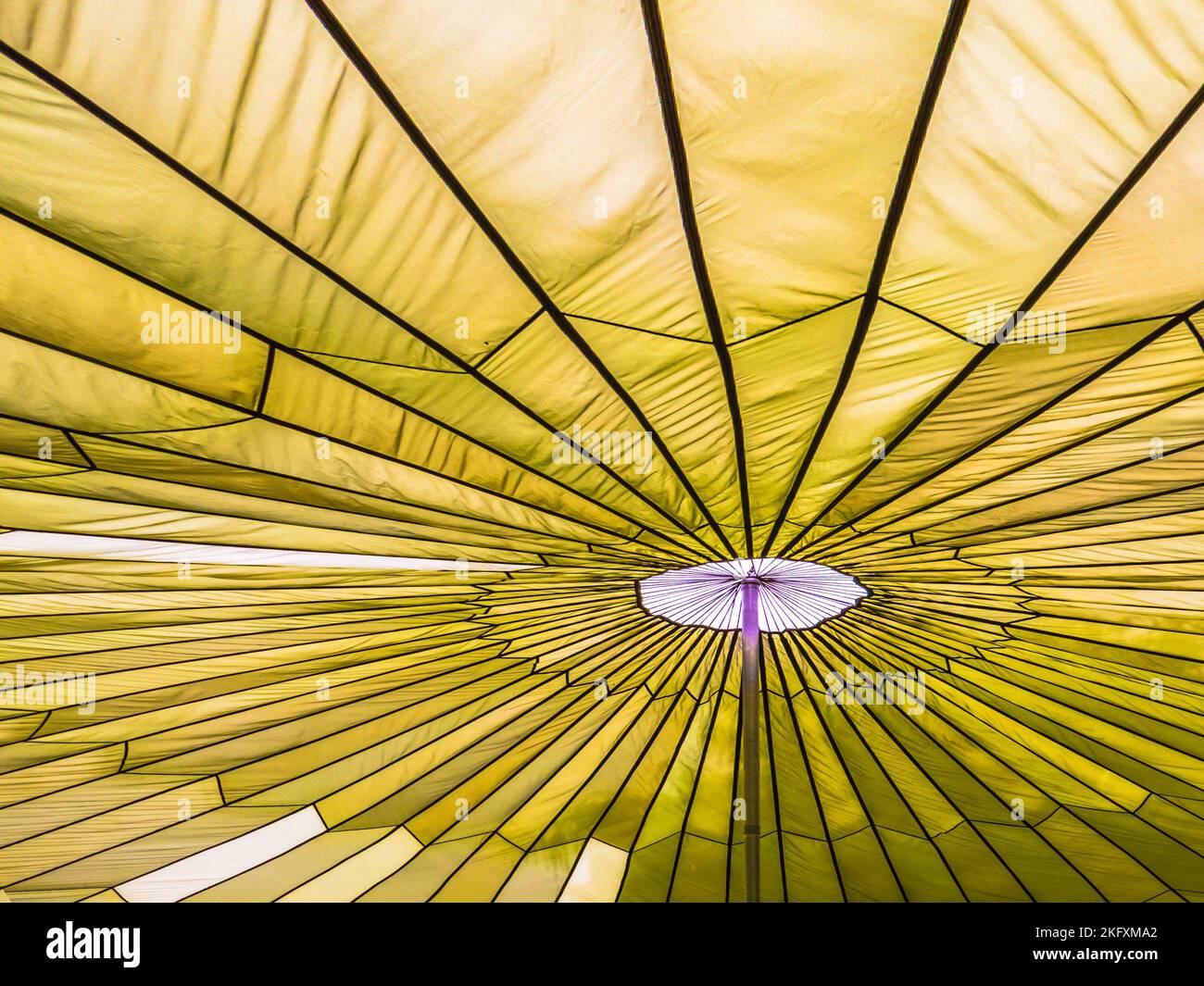 A horizontal low angle shot of a big yellow summer umbrella Stock Photo ...