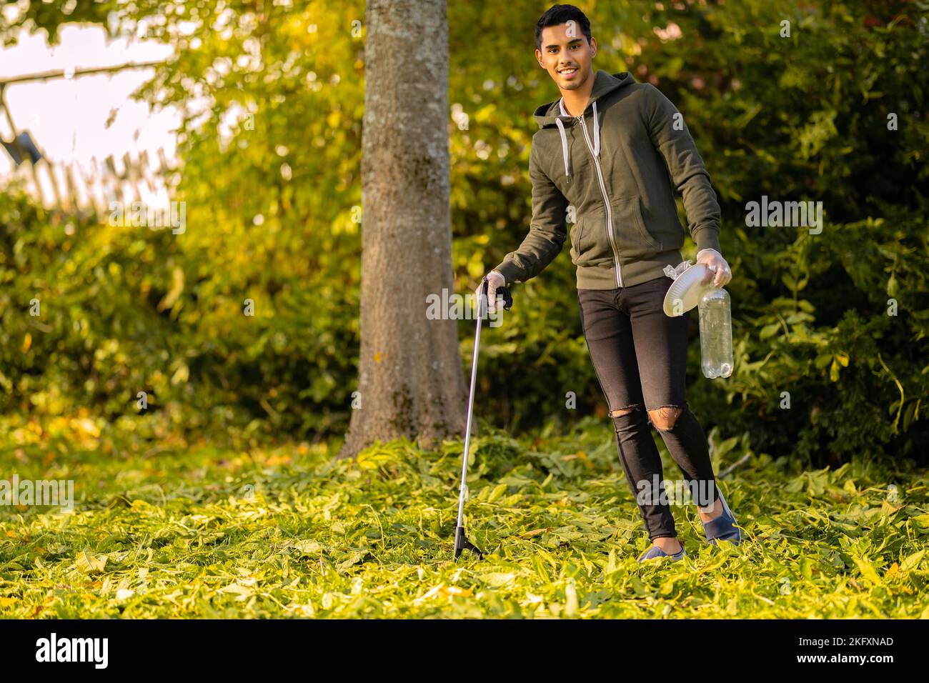 Portrait of volunteer conserving environment from pollution and plastic ...