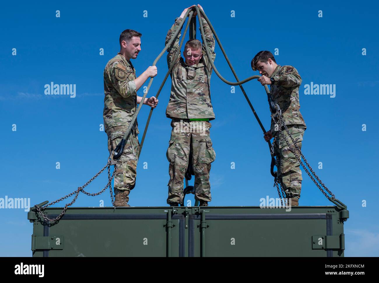 U.S. Air Force 51st Maintenance Group maintainers secure an Internal ...