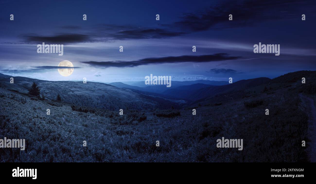 panoramic view in to valley. stunning landscape of carpathian mountains ...