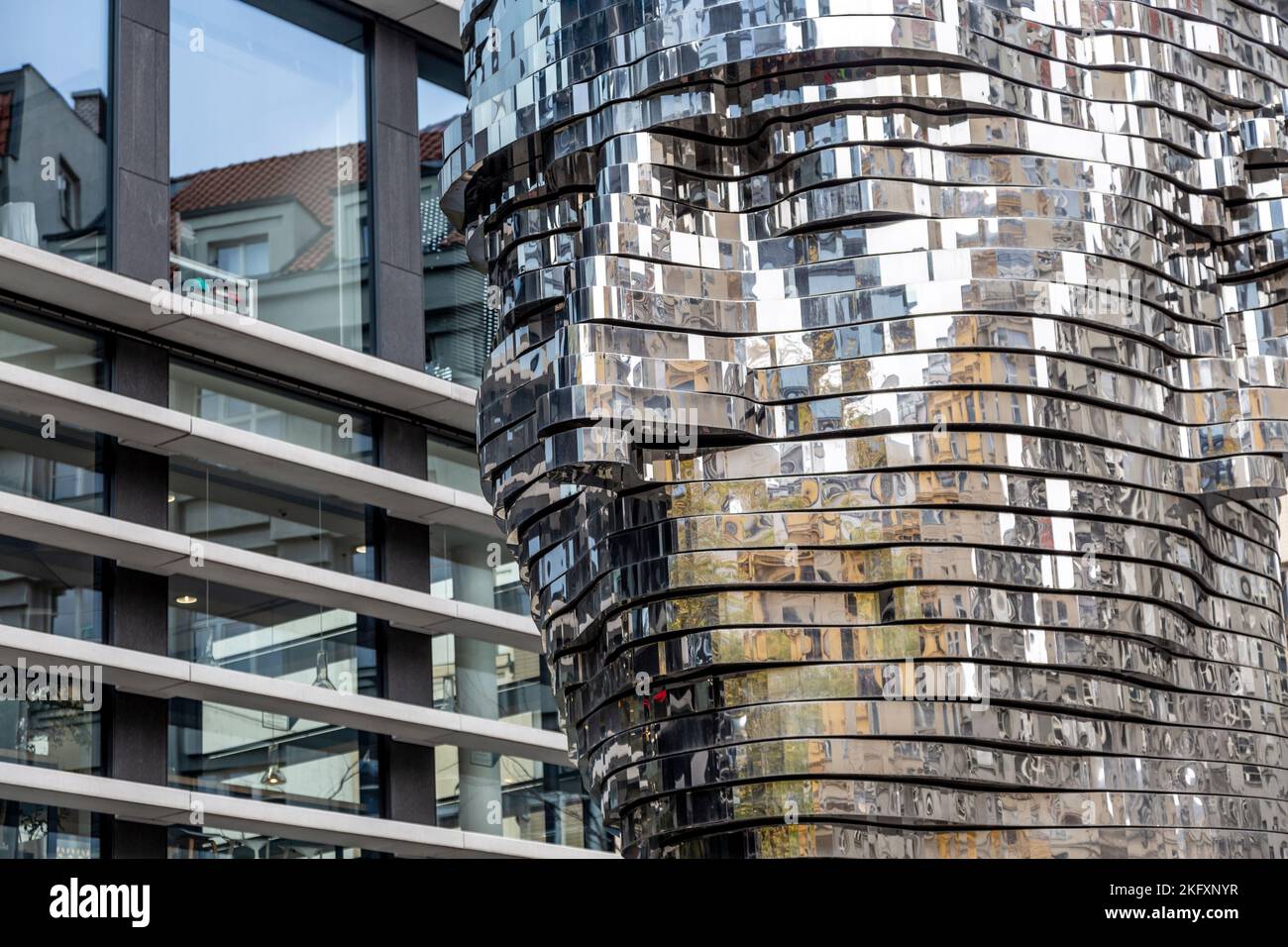 Tiered Franz Kafka mobile sculpture (Kafka's rotating head) by David ...