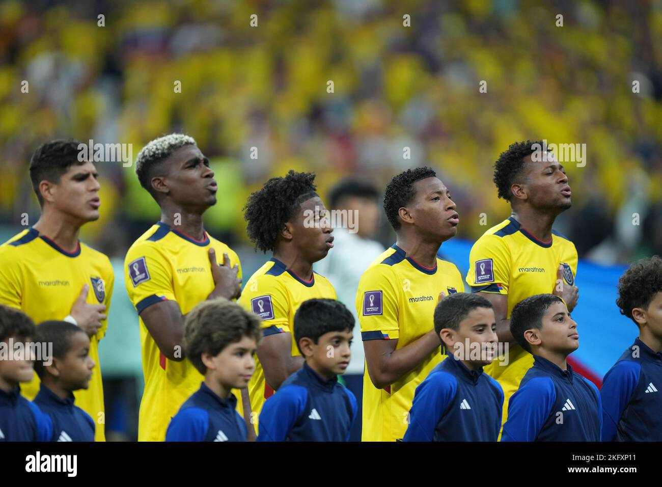 Ecuador players during the Qatar 2022 World Cup match, group A, date 1 ...