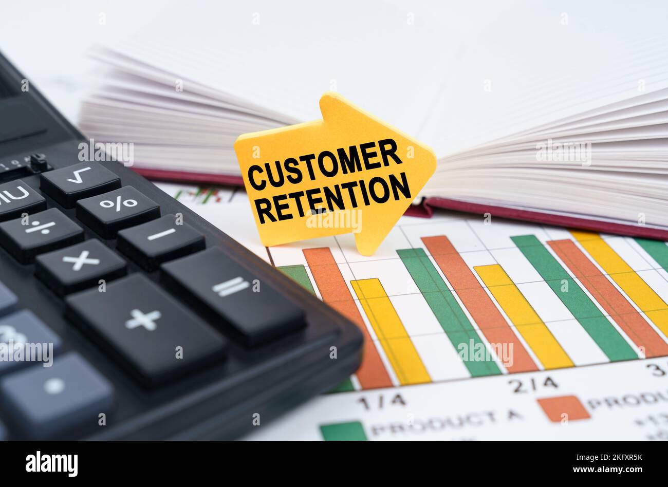 Business concept. On the business charts there is a notepad, a pen and ...