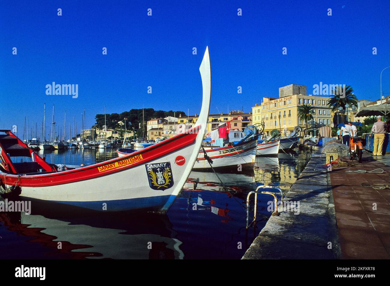 France. Var (83) Sanary-sur-Mer. Pointus provencal boats in the harbor ...