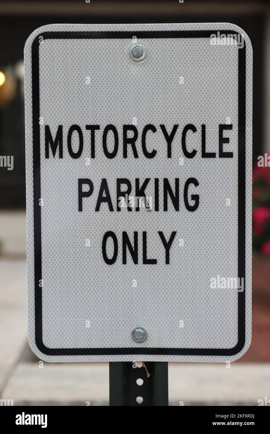 Motorcycle parking only sign hi-res stock photography and images - Alamy