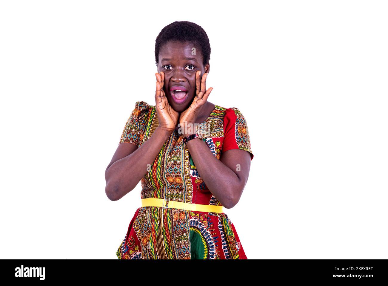 portrait of a beautiful young woman in traditional loincloth, holding ...