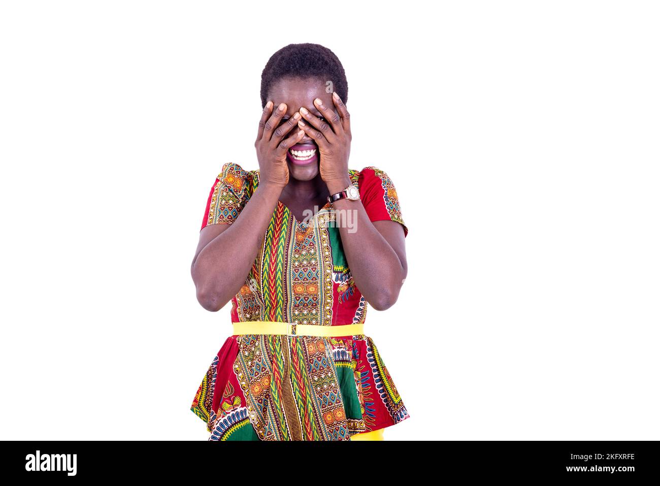 portrait of a beautiful young happy woman wearing traditional loincloth ...