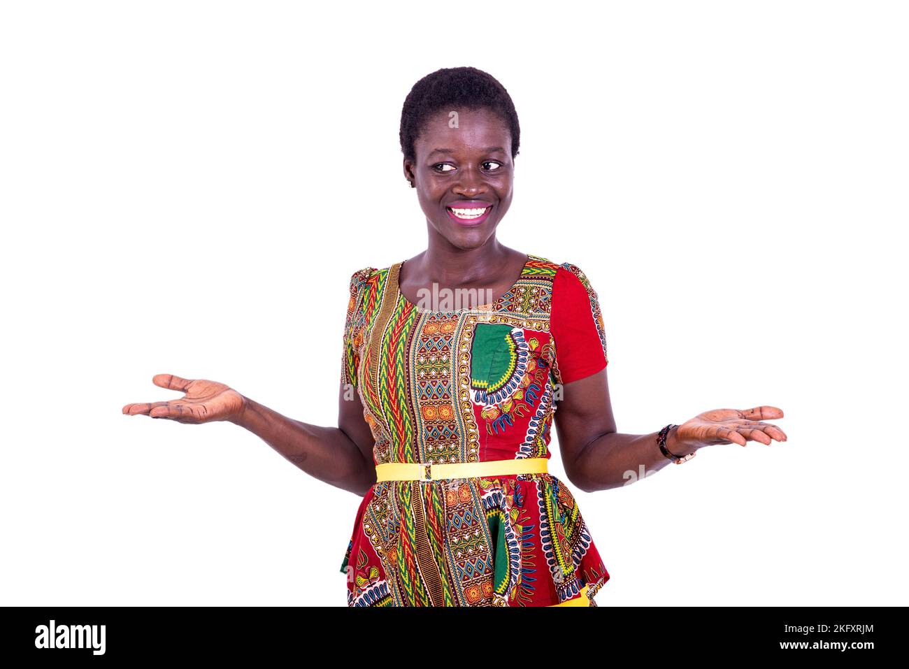 portrait of a beautiful happy young woman wearing traditional loincloth ...