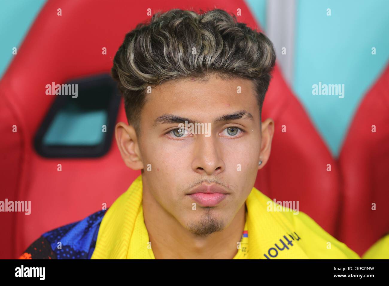 Al Khor, Qatar. 20th Nov, 2022. Jeremy Sarmiento of Ecuador on the ...