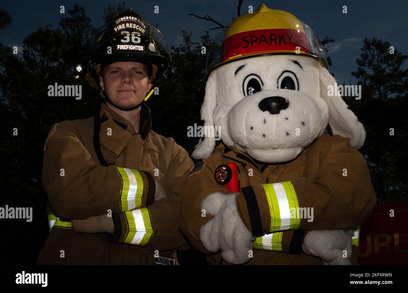 U.S. Air Force Airman 1st Class Kyle Gunderson, a firefighter assigned ...