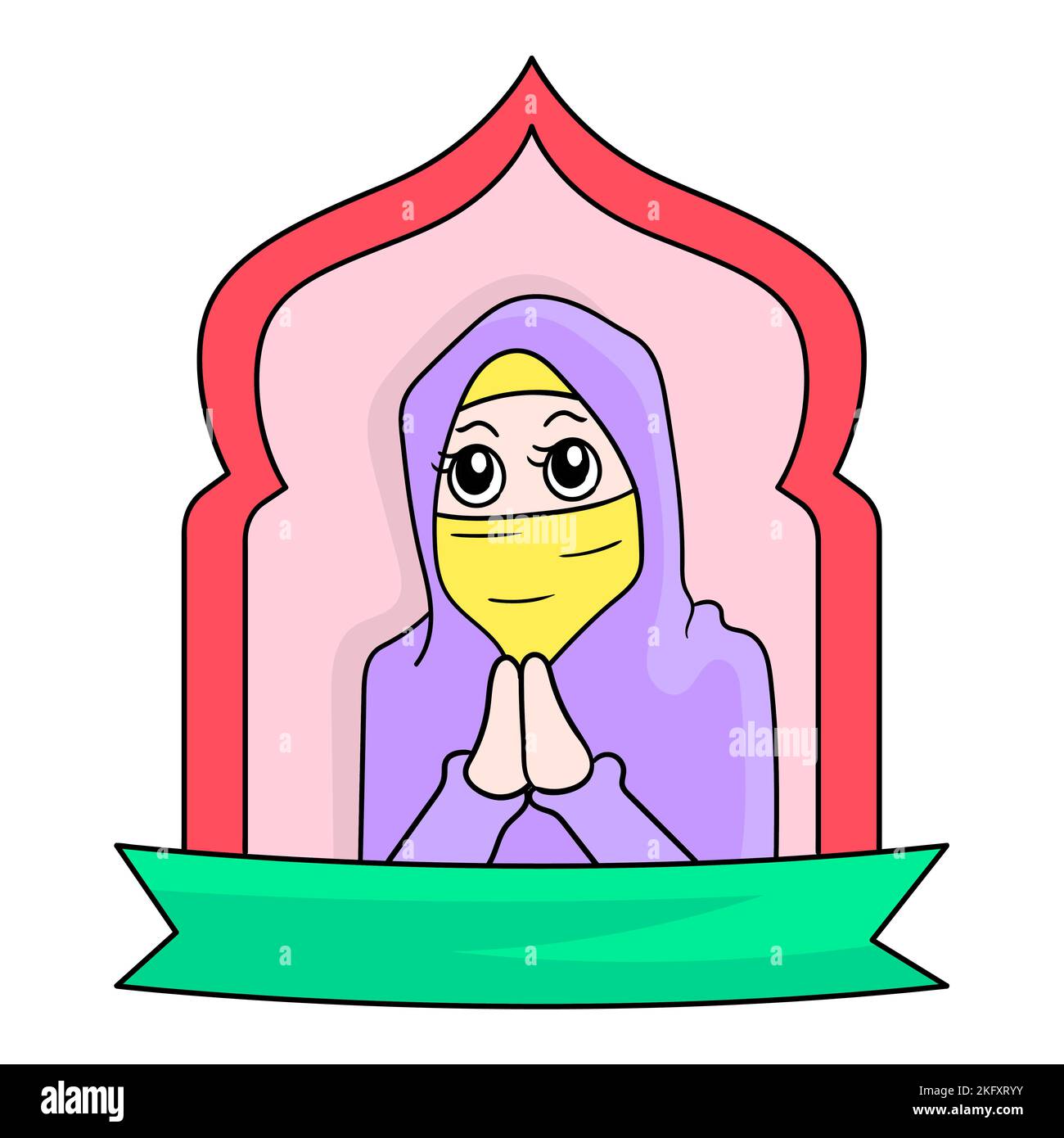 A vector design of a Muslim woman with hijab banner template for Happy ...