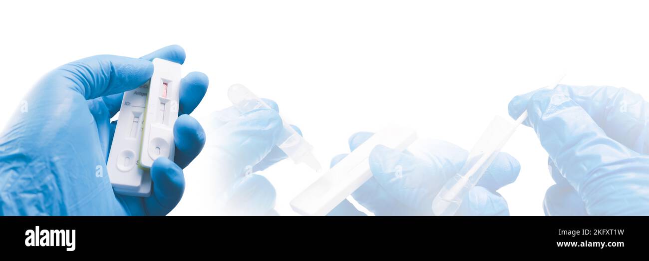 Covid-19 negative test result cassette in the medical hand and mixed ...