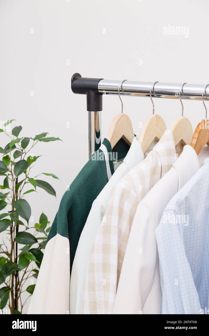 Clothes rack - Capsule eco friendly wardrobe Stock Photo - Alamy