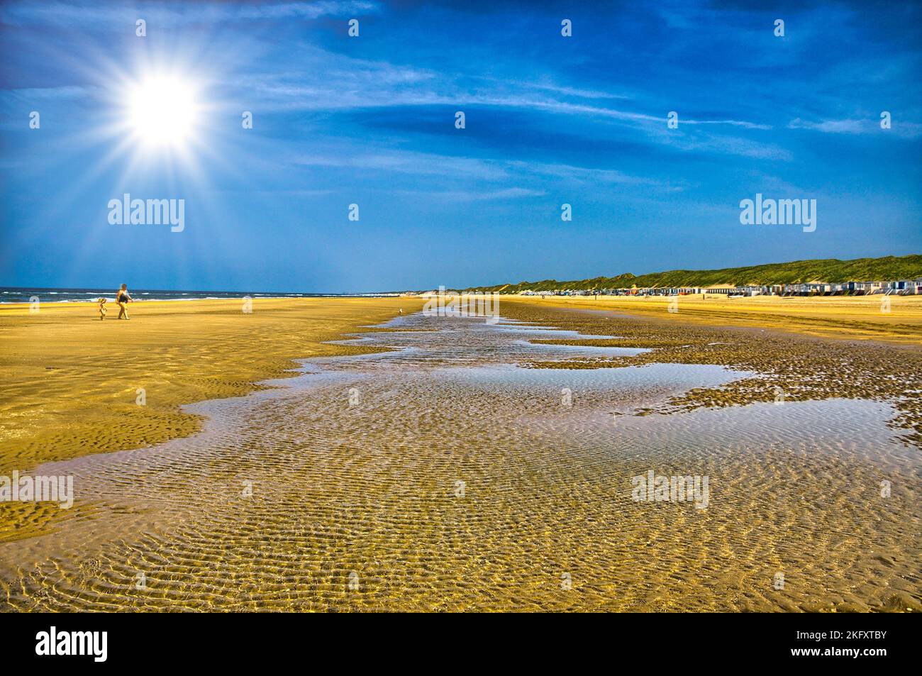 Furrows in the beach, North Sea, Zandvoort near Amsterdam, Holland ...