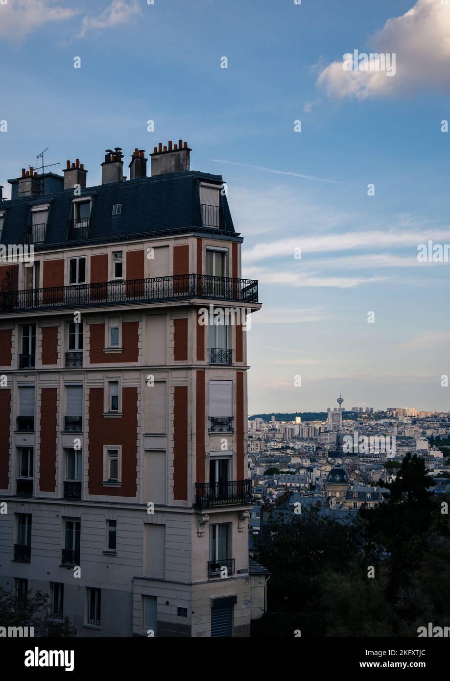 A vertical shot of the Sinking House in the Montmartre area of Paris ...
