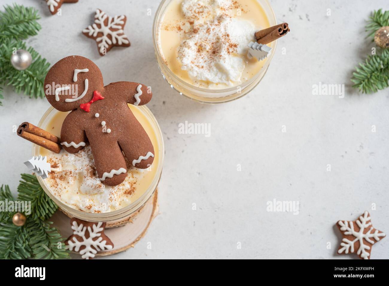Happy Gingerbread cookie man in a Christmas cocktail. Happy holidays ...