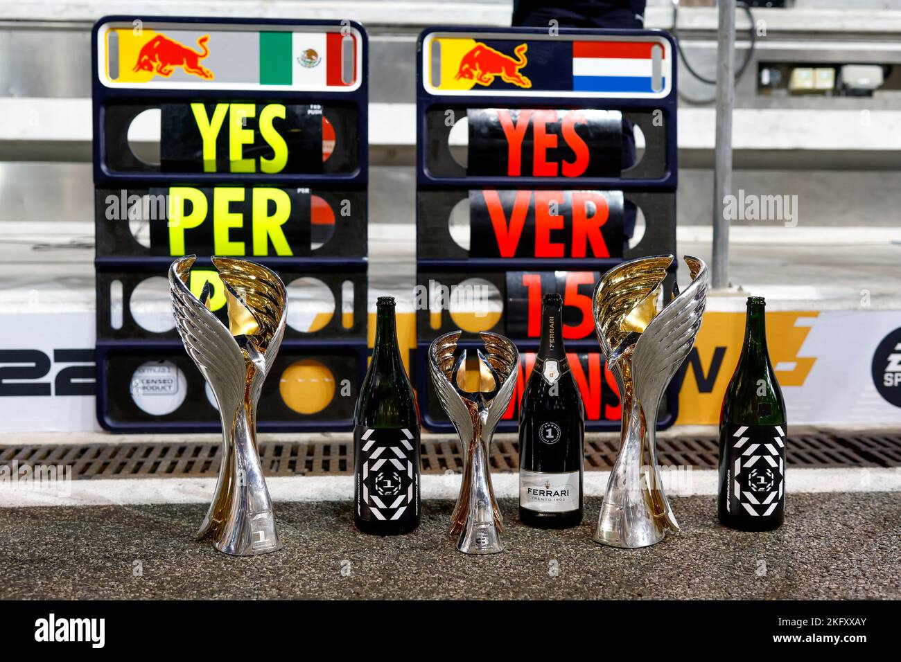 Trophies, Red Bull Racing, ambiance during the Formula 1 Etihad Airways ...
