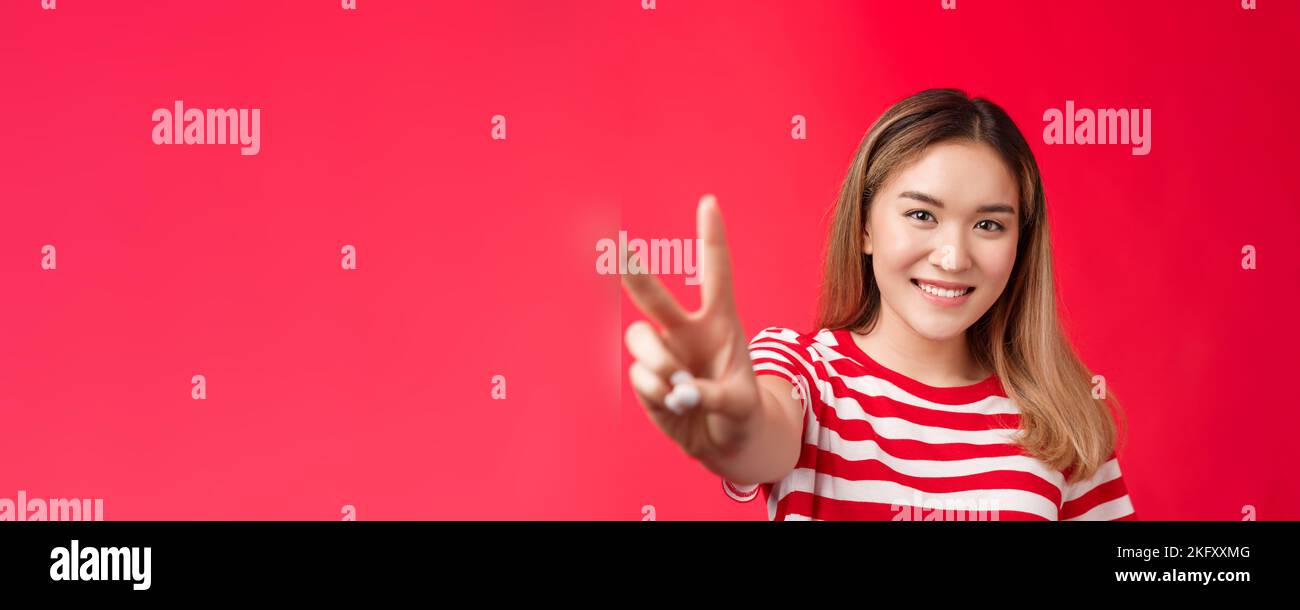 Optimsitic positive young asian female, support lgbt community, pull ...