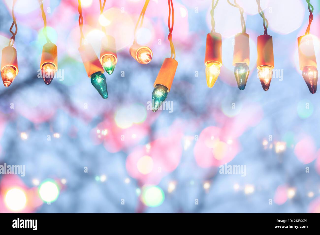 Christmas Lights - Shiny light bulbs of different colors Stock Photo ...