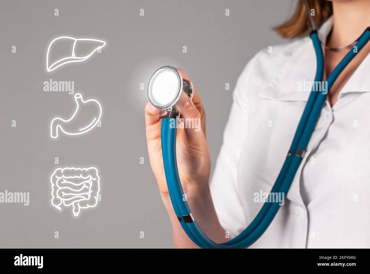 Liver stomach intestine disease and health concept. Gastroenterologist ...