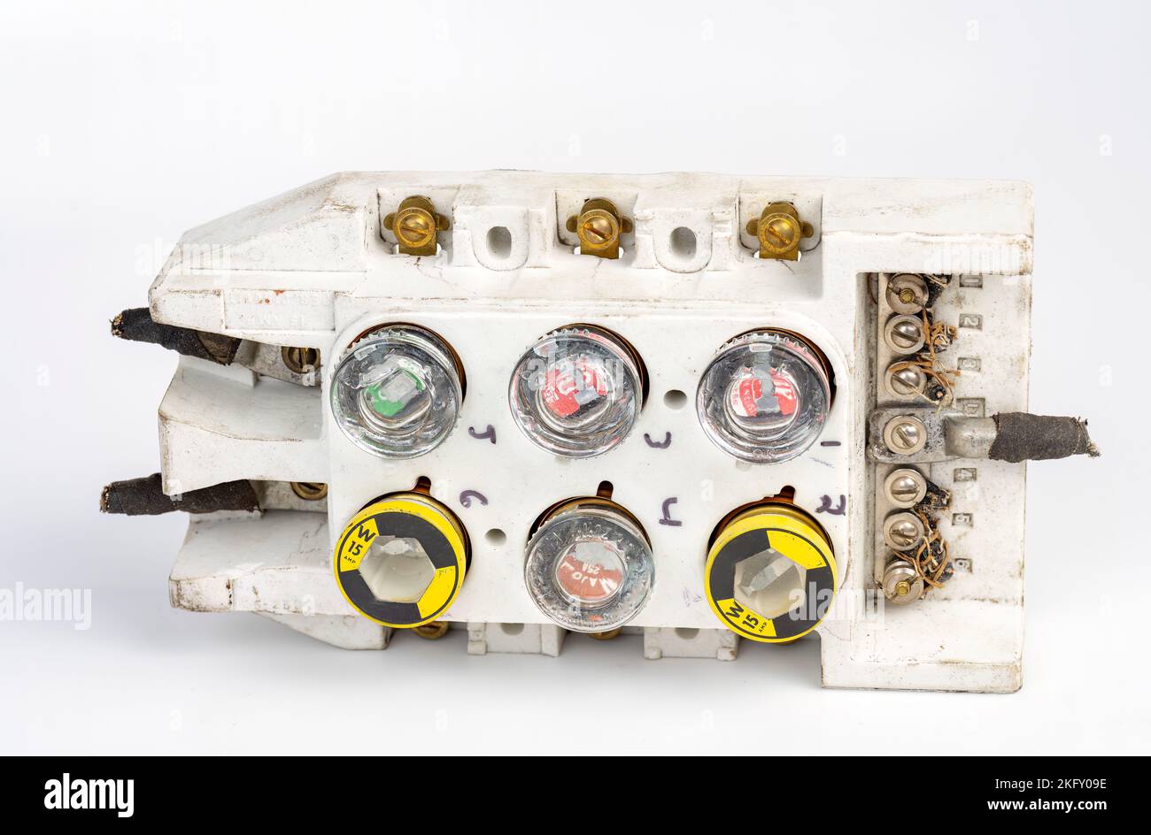 Glass antique fuses inserted into a ceramic block Stock Photo - Alamy
