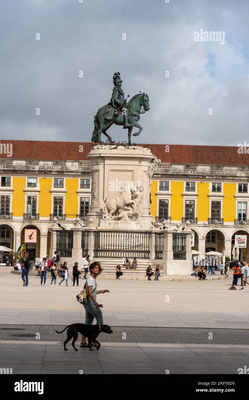 Lisbon, Portugal - September 2022: Statue of King Joseph I at Praca do ...