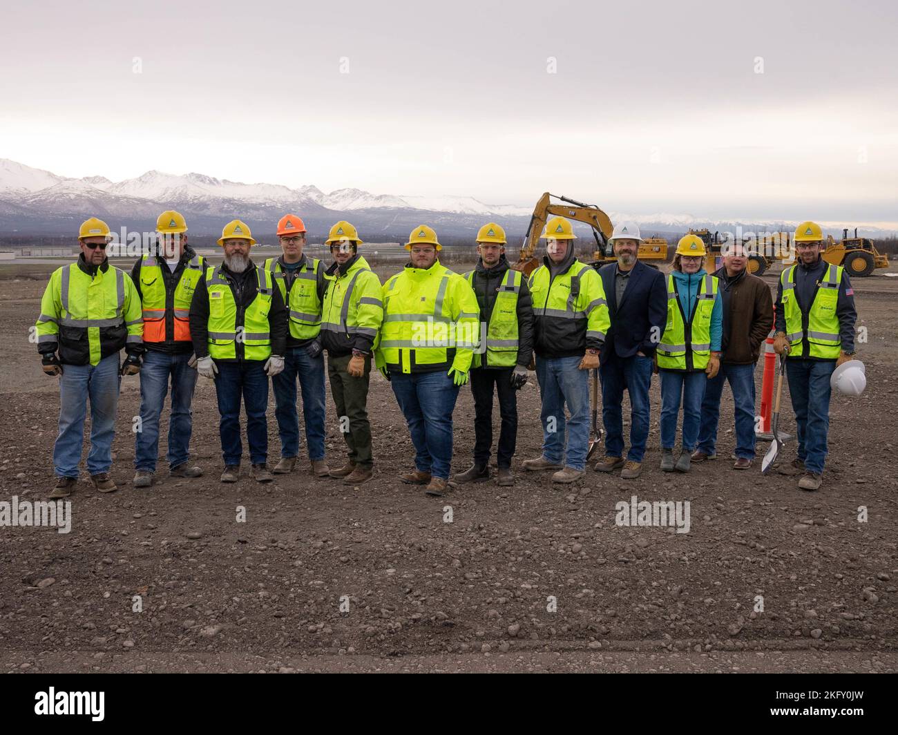Personnel with Kiewit Infrastructure pose for a photo on what is yet to ...