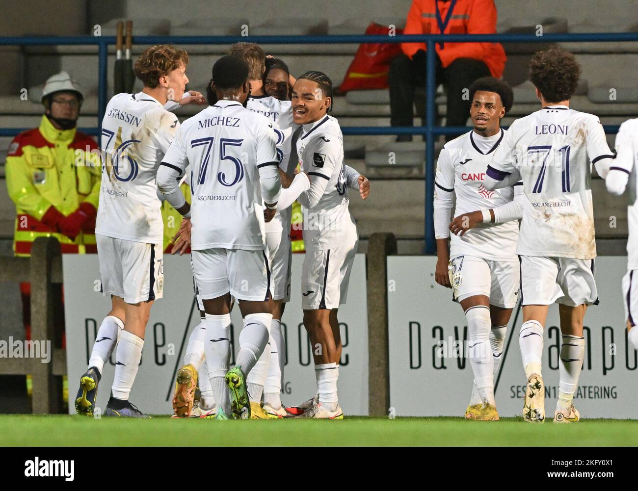 RSCA Futures' players celebrate after scoring during a soccer match ...